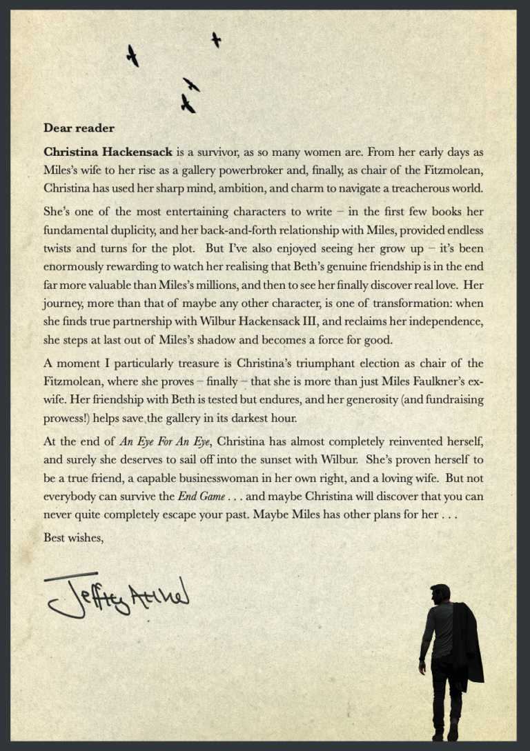 Christina - Character Letter - Jeffrey Archer